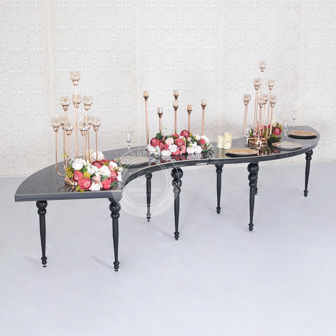 VEGA Half Circle Dining Table - Full Black