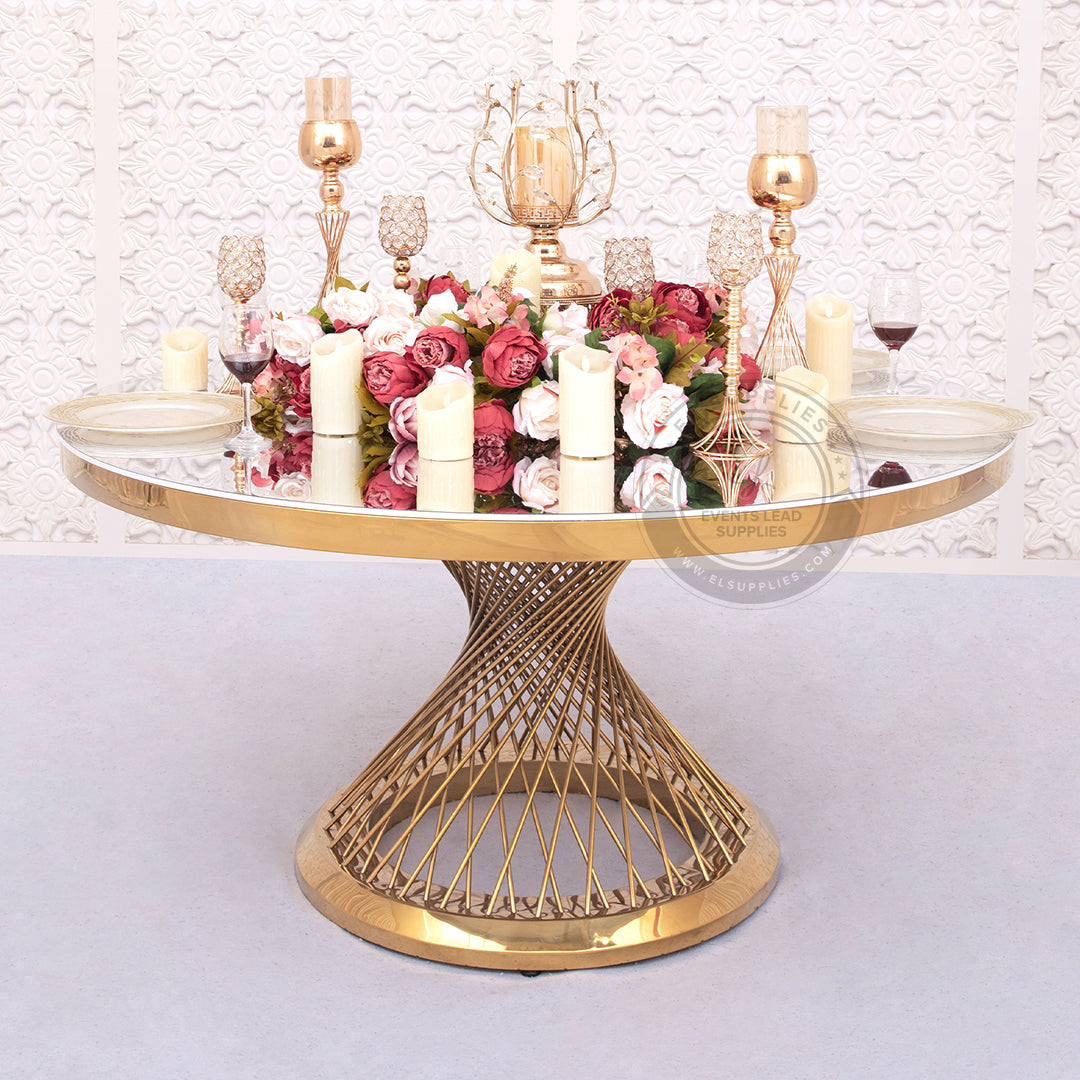 Gold Round Dining Table | The Vorage