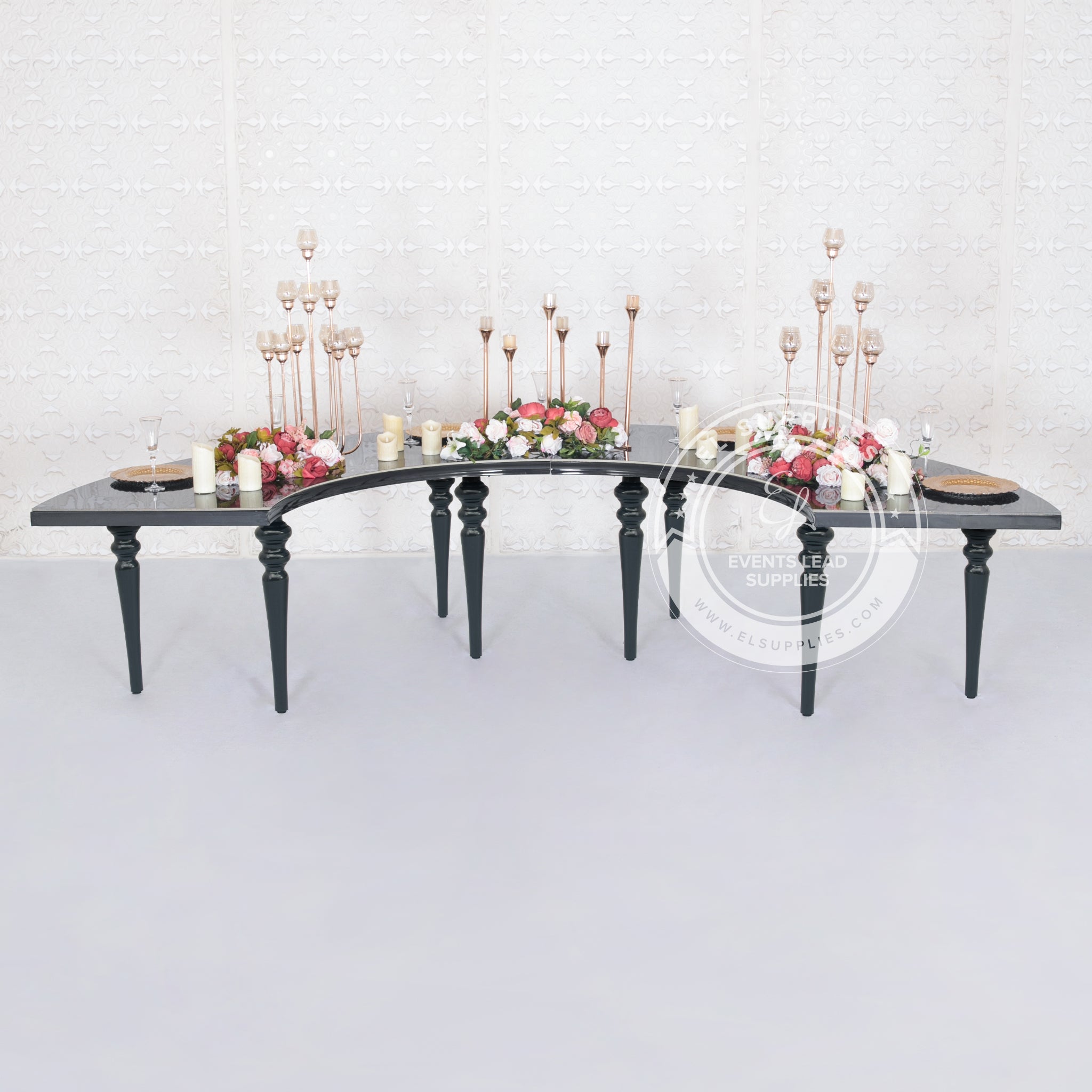 VEGA Half Circle Dining Table Full Black EL Supplies USA